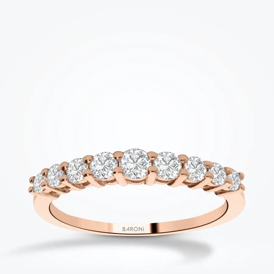 0.46 Karat Pırlanta Rose Yarımtur Yüzük T25458 | Baroni Diamond
