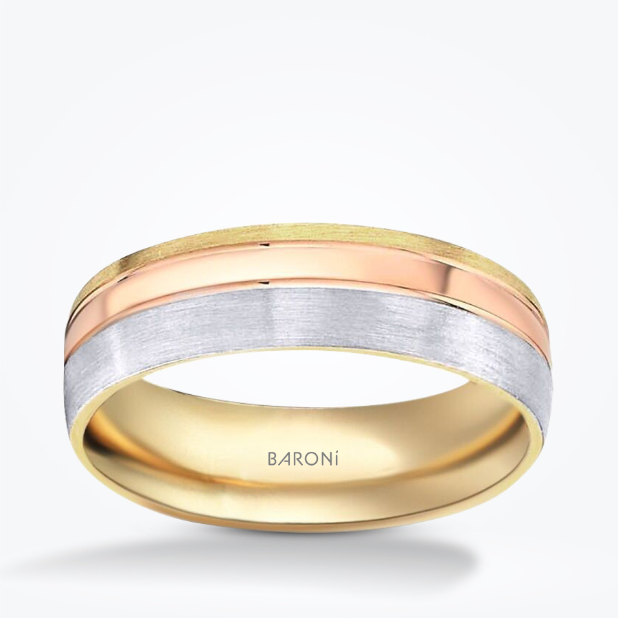 Altın Üç Renkli Alyans T26572 | Baroni Diamond